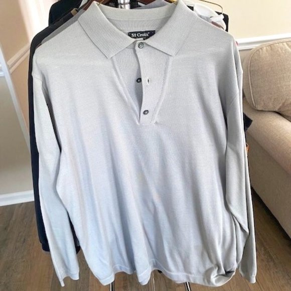 St. Croix | Shirts | St Croixmens Grey Long Sleeve Collared Polo Shirt ...